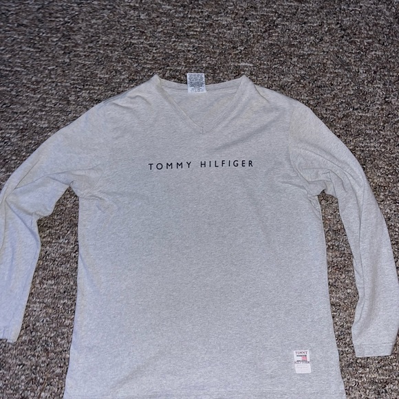 Tommy Hilfiger | Shirts | Vintage Grey Tommy Hill Figure Long Sleeve ...